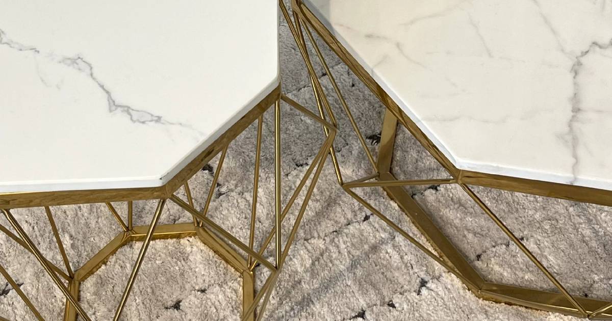 Gold Geometric Center Table Set #SC008 - Fahmy Furniture